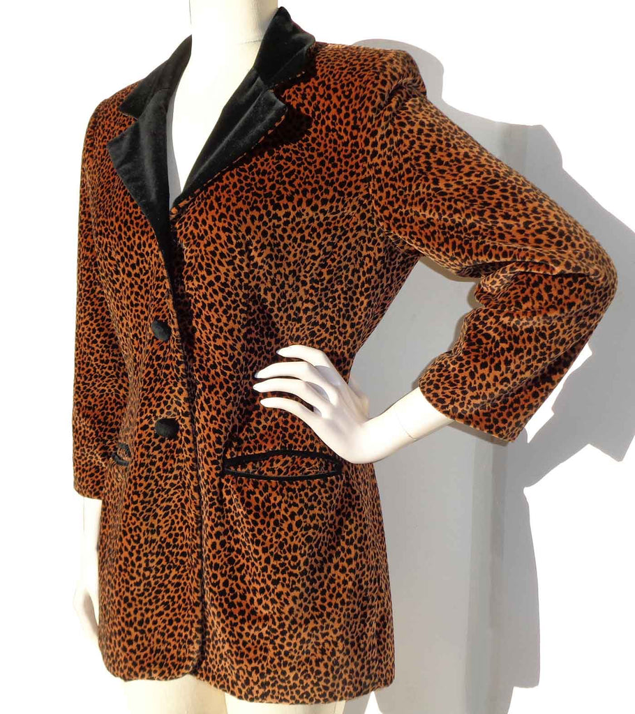 Vintage Lauren Meren Cheetah Print Velvet Jacket Blazer M – Metro Retro ...